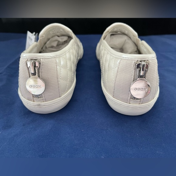 Geox | Shoes | Nib Geox Respira Patent Quilted Slip On White Rear ...